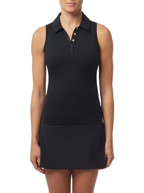 WILLIAMS ATHLETIC CLUB Lucie Sleeveless Golf Polo - Black