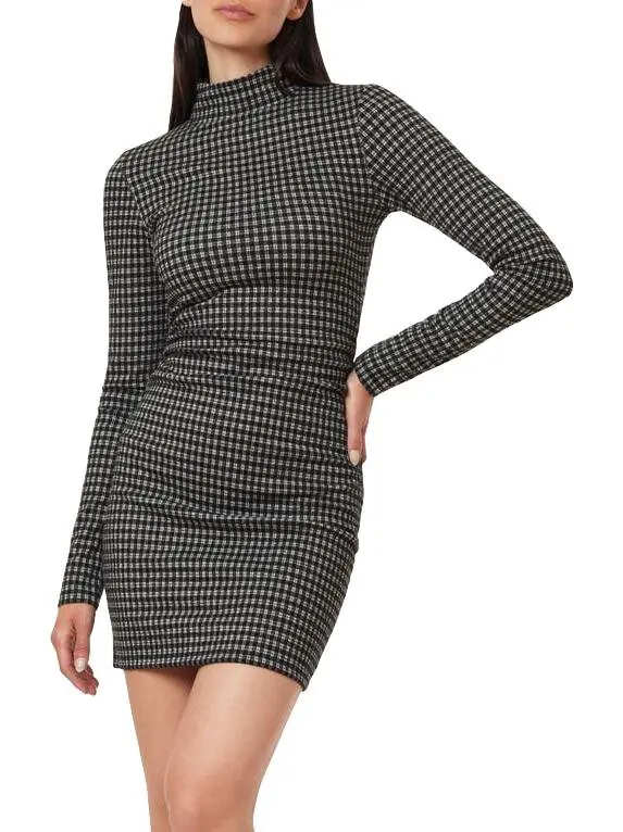 Habitual Mock Neck Long Sleeve Sheath Minidress - Black/ivory