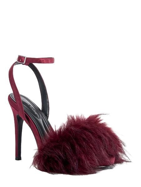 AZALEA WANG Nadia Faux Fur Pump - Burgundy