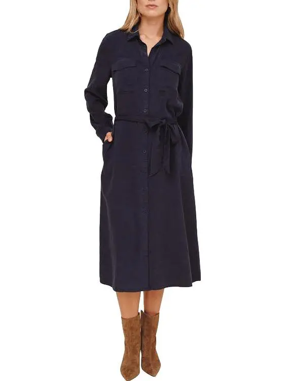 Bella Dahl Tie Waist Long Sleeve Midi Dress - Endless Sea