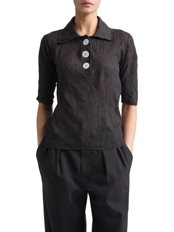 NACKIYE Sugarman Virgin Wool Rib Polo - Silver