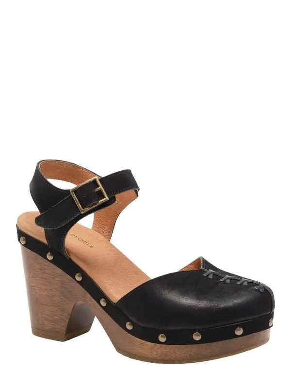 Free People Doubs Platform Clog - Black Leather