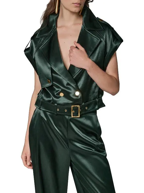 Donna Karan New York Double-breasted Belted Vest - Black Forest