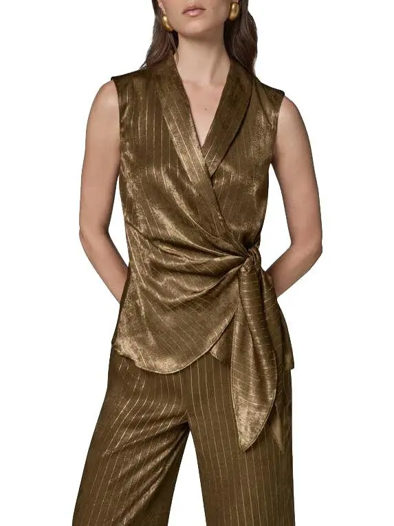 Donna Karan New York Tie Waist Sleeveless Top - Olive Branch