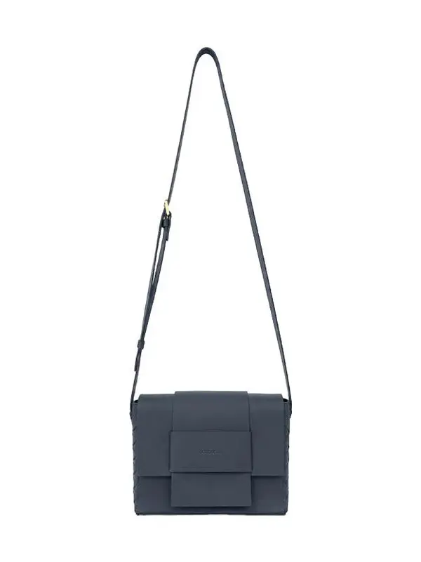 Écotorie Iris Leather Crossbody Bag With Woven Panels - Midnight