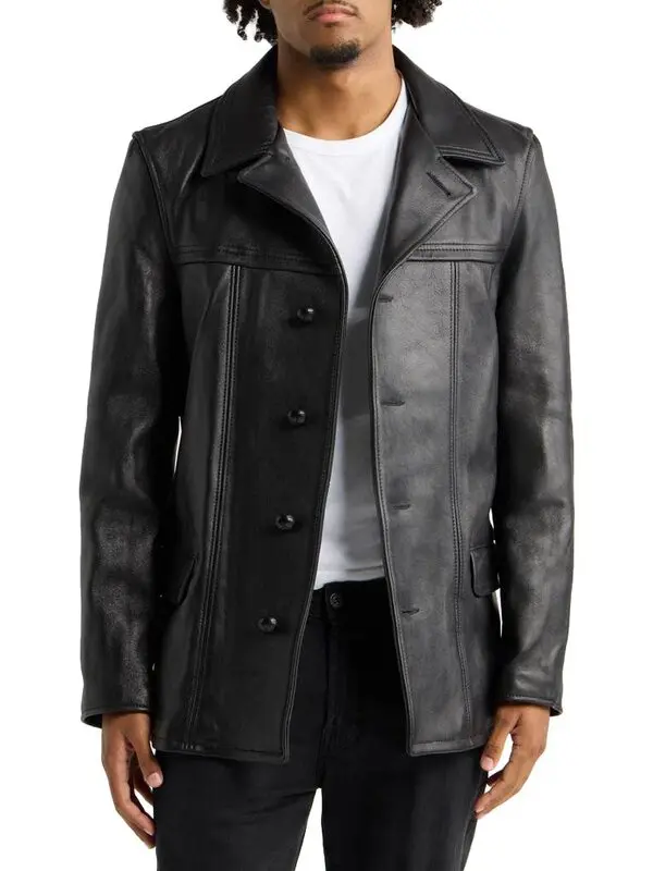 SCHOTT Backstage Leather Car Coat - Black