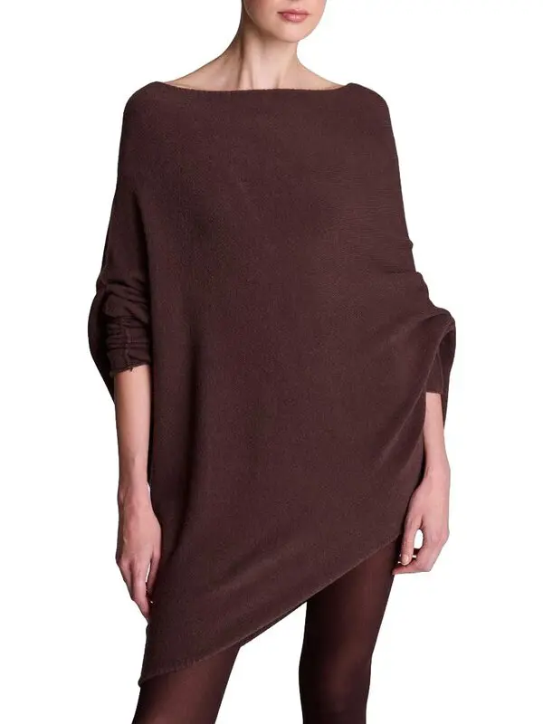 KENNETH COLE Asymmetric Drape Neck Sweater - Medium Bark