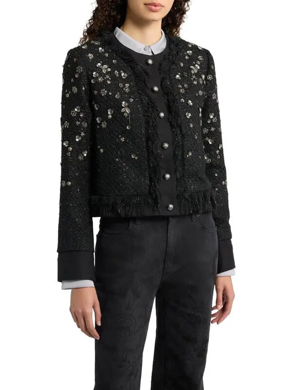 Kobi Halperin Marshall Metallic Floral Appliqué Jacket - Black