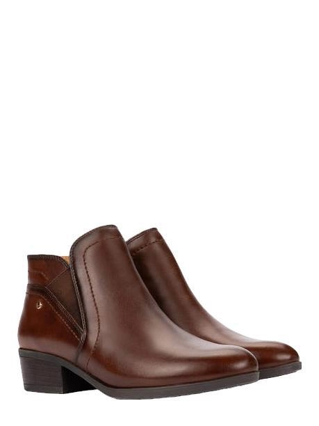 Pikolinos Daroca Leather Bootie With Block Heel And Elastic Gore - Cuero