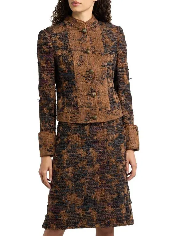 Kobi Halperin Parker Metallic Thread Detail Jacket - Brown Multi