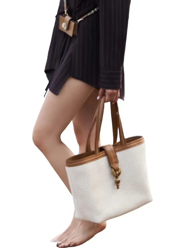 SERENA UZIYEL Boho Chic Medium Off White Tote Bag - Off-white