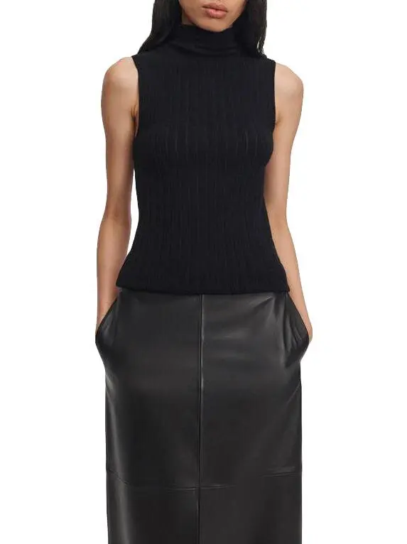 Rag & Bone Rhodes Sleeveless Wool Turtleneck - Black