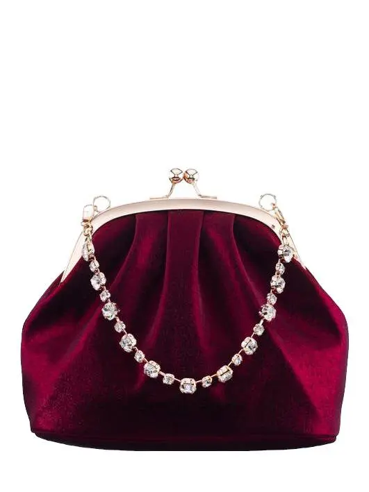 Nina Maura-m Crystal Handle Frame Clutch - Bordeaux
