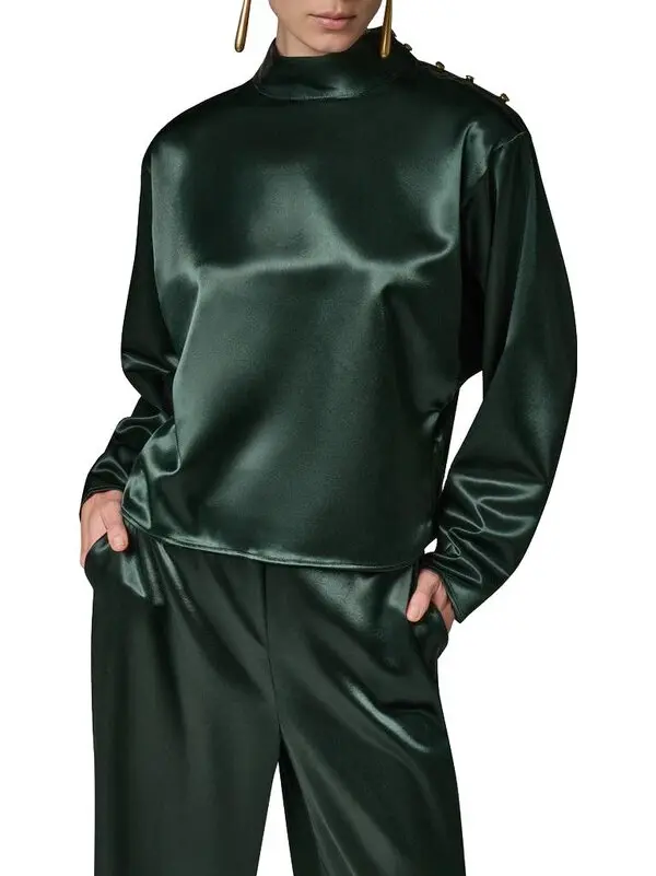 Donna Karan New York Satin High Neck Cape Top - Blk Forest