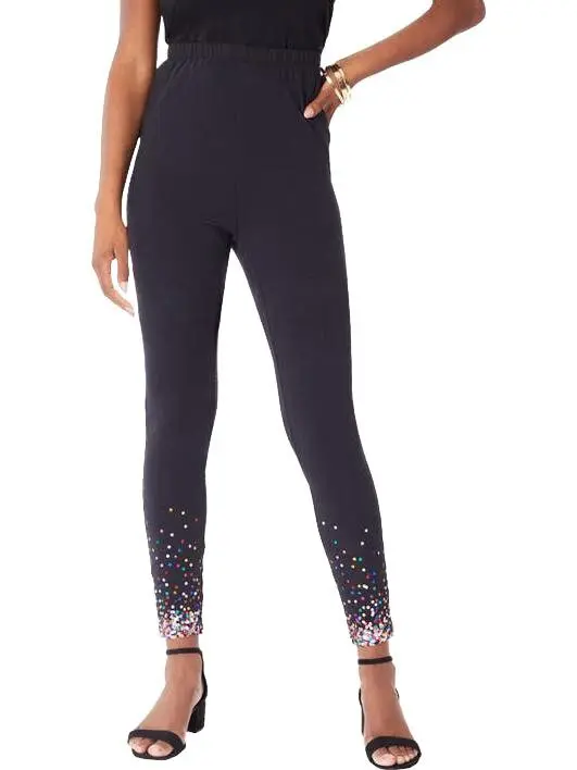 Roaman's Embellished Leggings - Multi Ombre Sequin