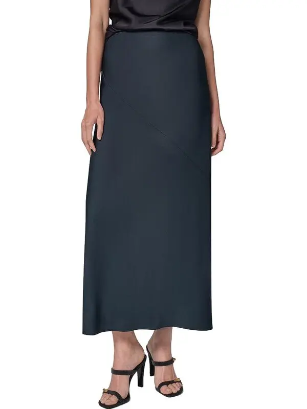 Donna Karan New York Midi Knit Skirt With Diagonal Seam - Black Forest