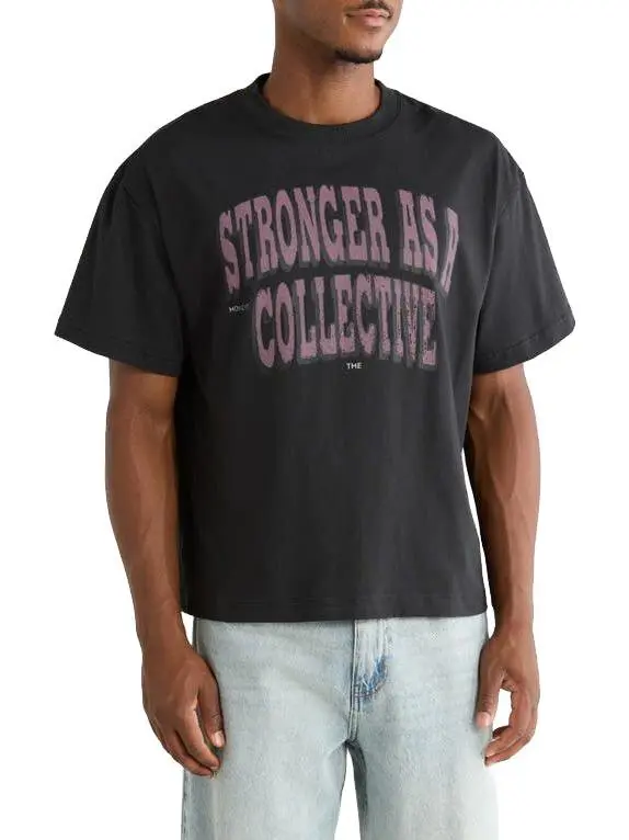 HONOR THE GIFT Stronger As A Collective Cotton Graphic T-shirt - Black