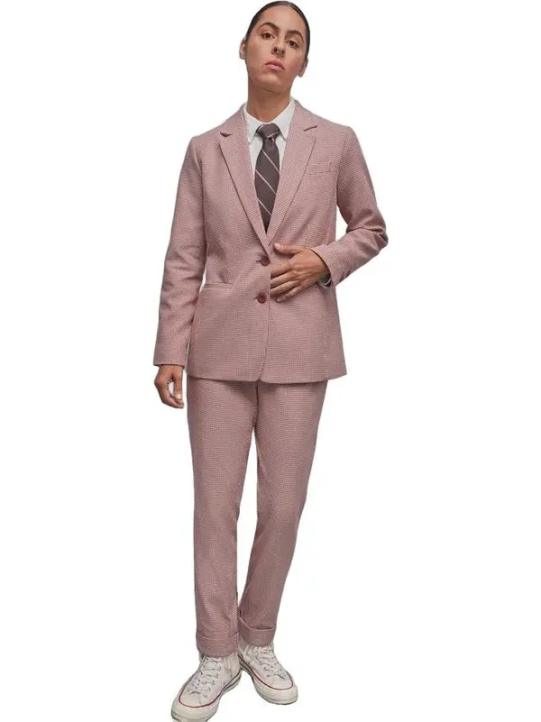 WILDFANG The Empower Houndstooth Notch Lapel Blazer - Cinnamon/oat