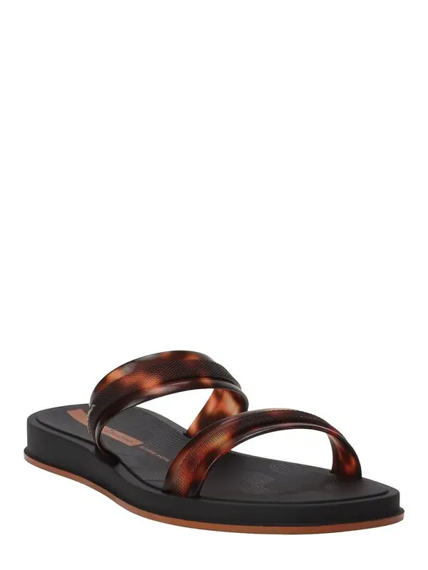 Ipanema Textured Double Strap Slide Sandals - Black/turtle/brown