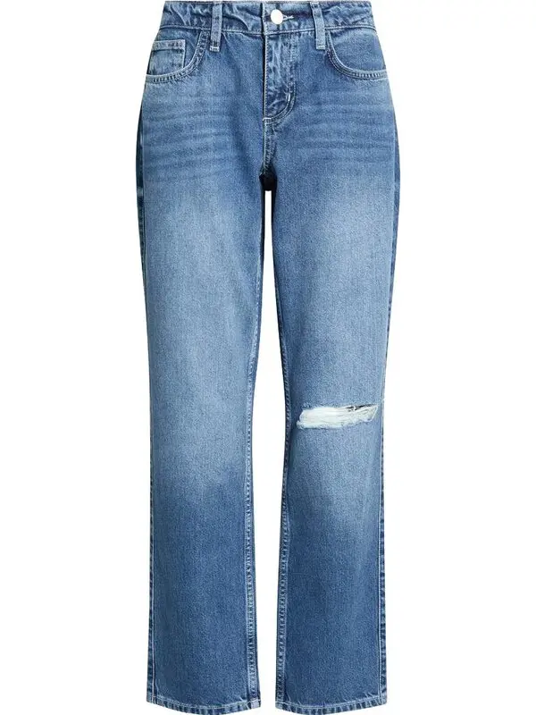 L'Agence Nevia Ripped Slouchy Straight Leg Jeans - Atlantis Destruct