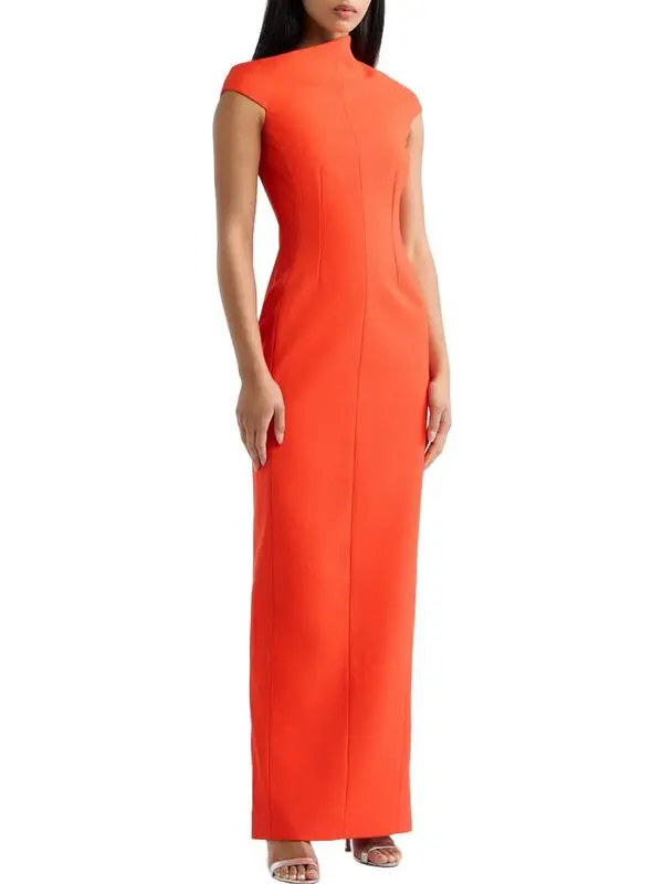 Solace London Arion One-shoulder Cap Sleeve Gown - Scarlet