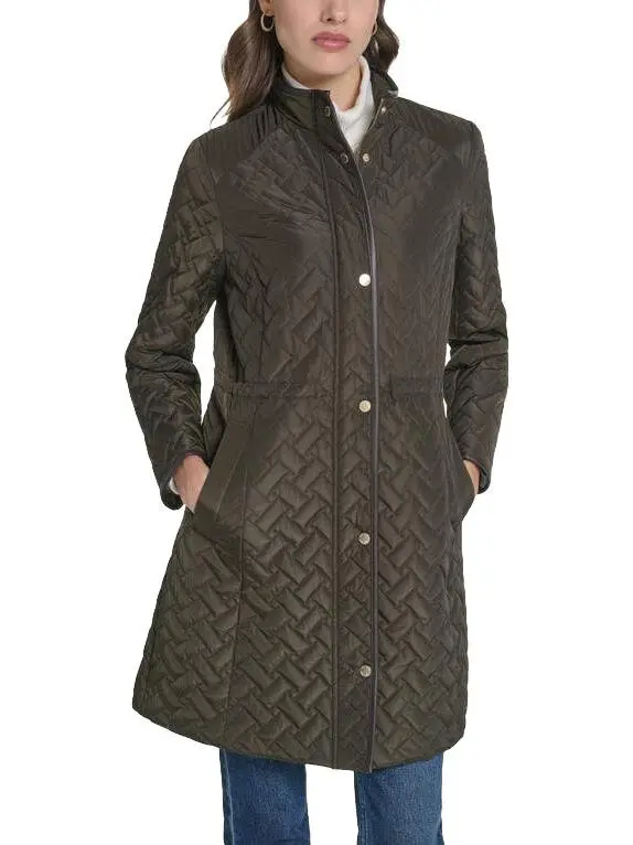 Cole Haan Signature Quilted Stand Collar Jacket - Olive