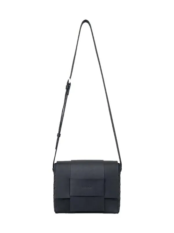 Écotorie Iris Leather Crossbody Bag With Woven Panels - Black