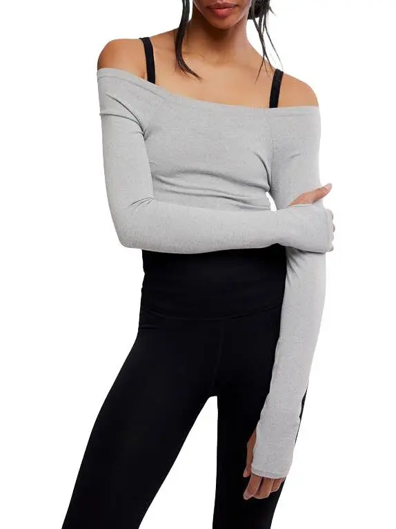 Free People High Plank Crop Top - Heather Grey
