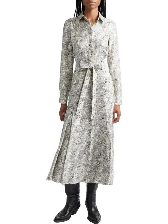 Gabriela Hearst Galway Long Sleeve Silk Shirtdress - Ivory Multi