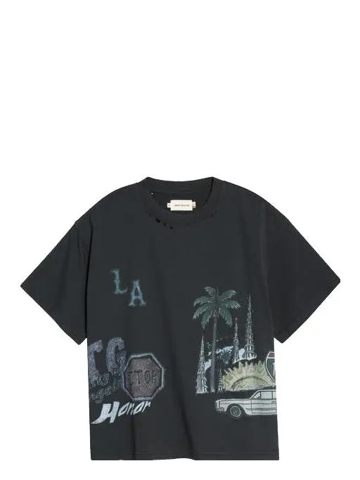 HONOR THE GIFT All Over Los Angeles Cotton Graphic T-shirt - Black