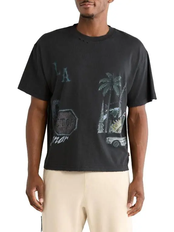 HONOR THE GIFT All Over Los Angeles Cotton Graphic T-shirt - Black