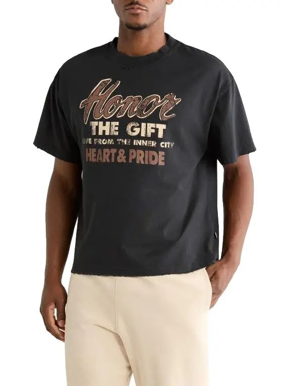 HONOR THE GIFT Heart & Pride Cotton Graphic T-shirt - Black