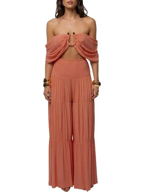 JLUXLABEL Hidden Gems Tier Pant Set - Peach