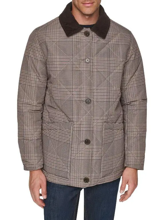 Cole Haan Oversized Diamond Quilt Reversible Jacket - Brown Multi