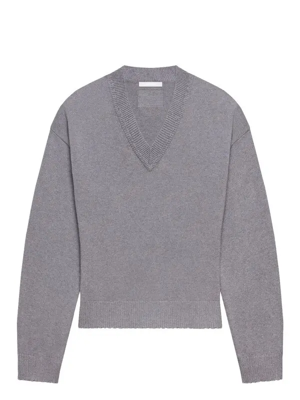 Helmut Lang Cotton V-neck Sweater - Grey Melange