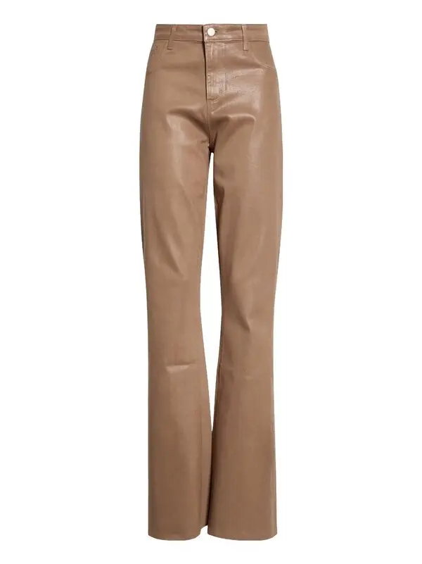 L'Agence Clayton Coated Raw Hem Wide Leg Jeans - Newcastle
