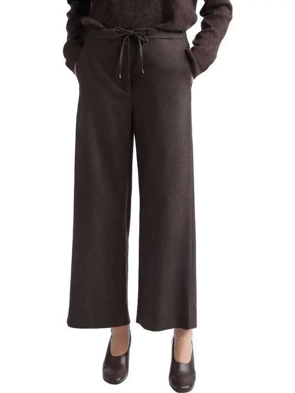Max Mara Floria Stretch Virgin Wool Crop Pants - Brown