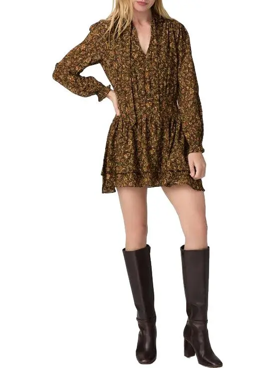 Paige Nantes Metallic Silk Chiffon Minidress - Hickory Multi
