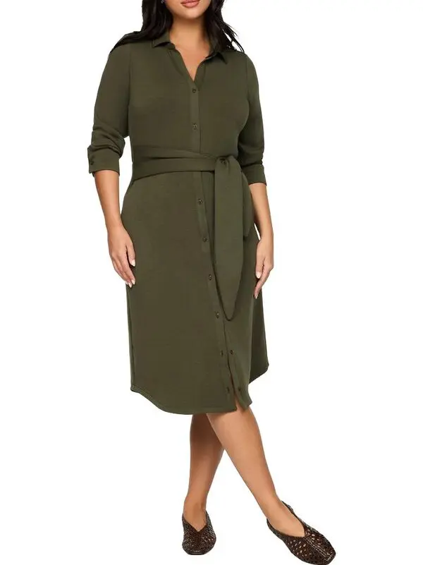 Spanx Long Sleeve Knit Shirtdress - Monstera