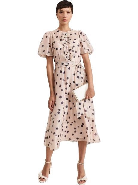 PHASE EIGHT Nicola Ruffle-front Midi Dress - Pale Pink
