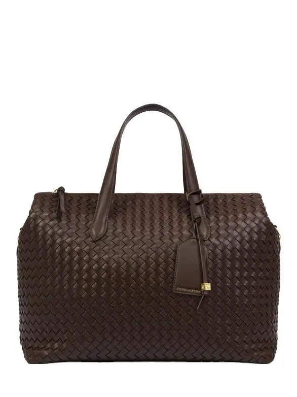 KATIE LOXTON Milan Hand Woven Cabin Bag - Chocolate