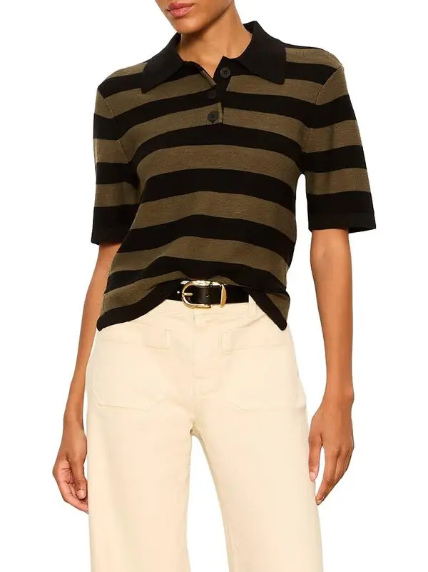 Sanctuary For Keep Polo Sweater - Brooklyn Green Stripe