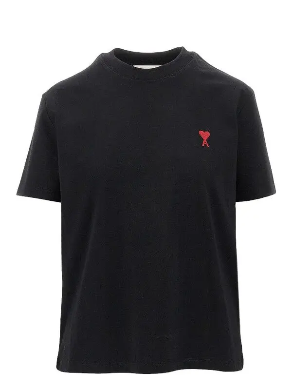 AMI Paris De Coeur Embroidery T-shirt - Black