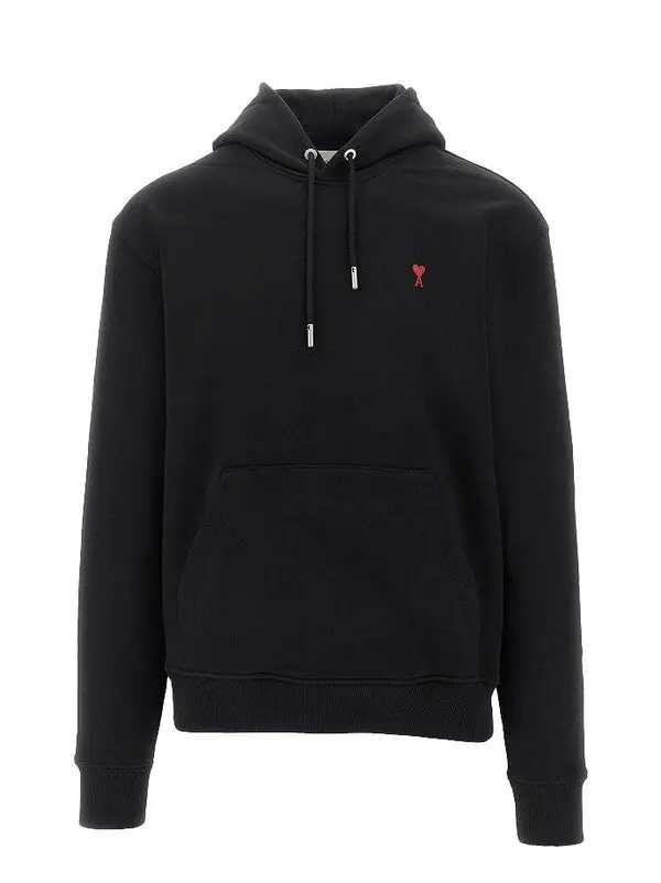 AMI Paris De Coeur' Hoodie An - Black