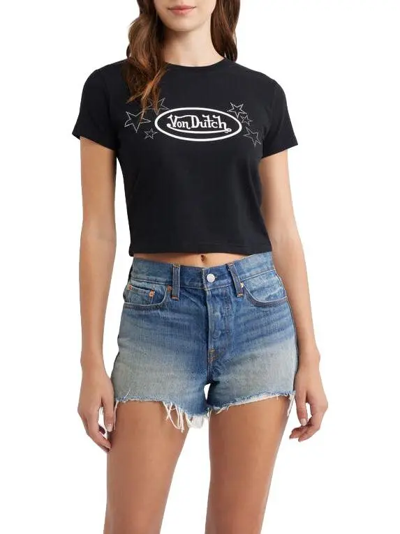 VON DUTCH Logo Graphic Baby Tee - Jet Black