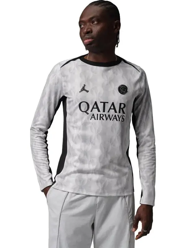 JORDAN BRAND Black Paris Saint-germain Long Sleeve Pre-match Dri-fit Top - Gray