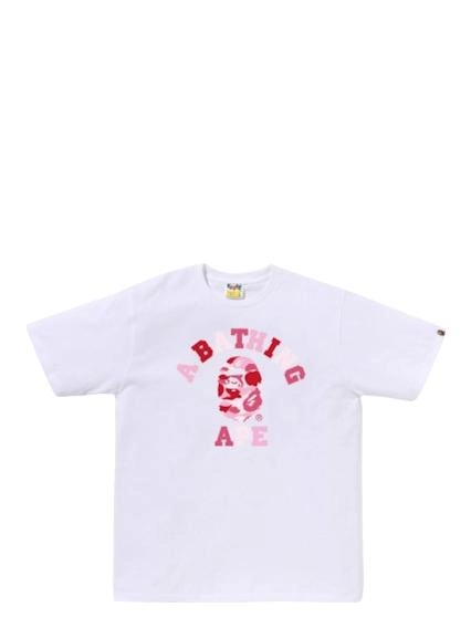 A BATHING APE Abc Camo College Red Camo T-shirt - White