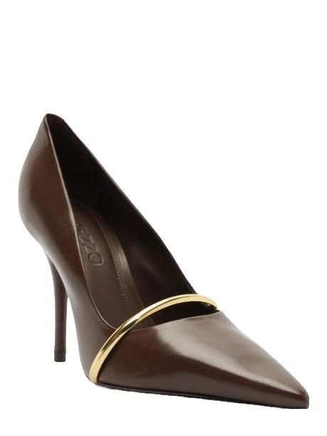 AREZZO Margaret Pointed Toe Stiletto Pumps With Goldtone Hardware - New Cocoa