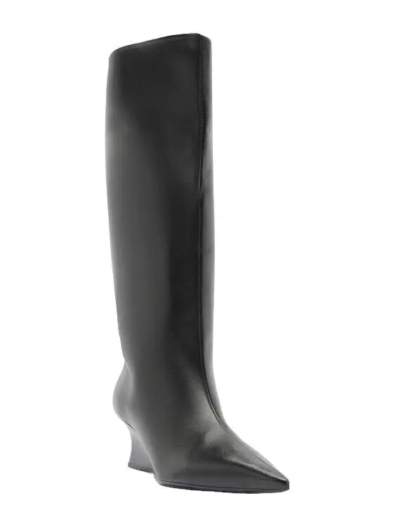 AREZZO Courtney Knee High Wedge Boot - Black