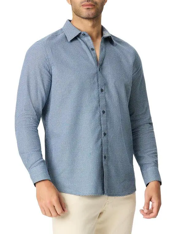 Robert Graham Flagler Long Sleeve Cotton Shirt - Navy
